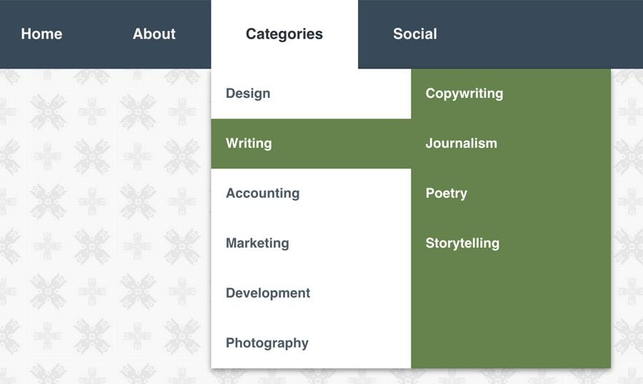Color Coded Dropdown Navigation With Submenus