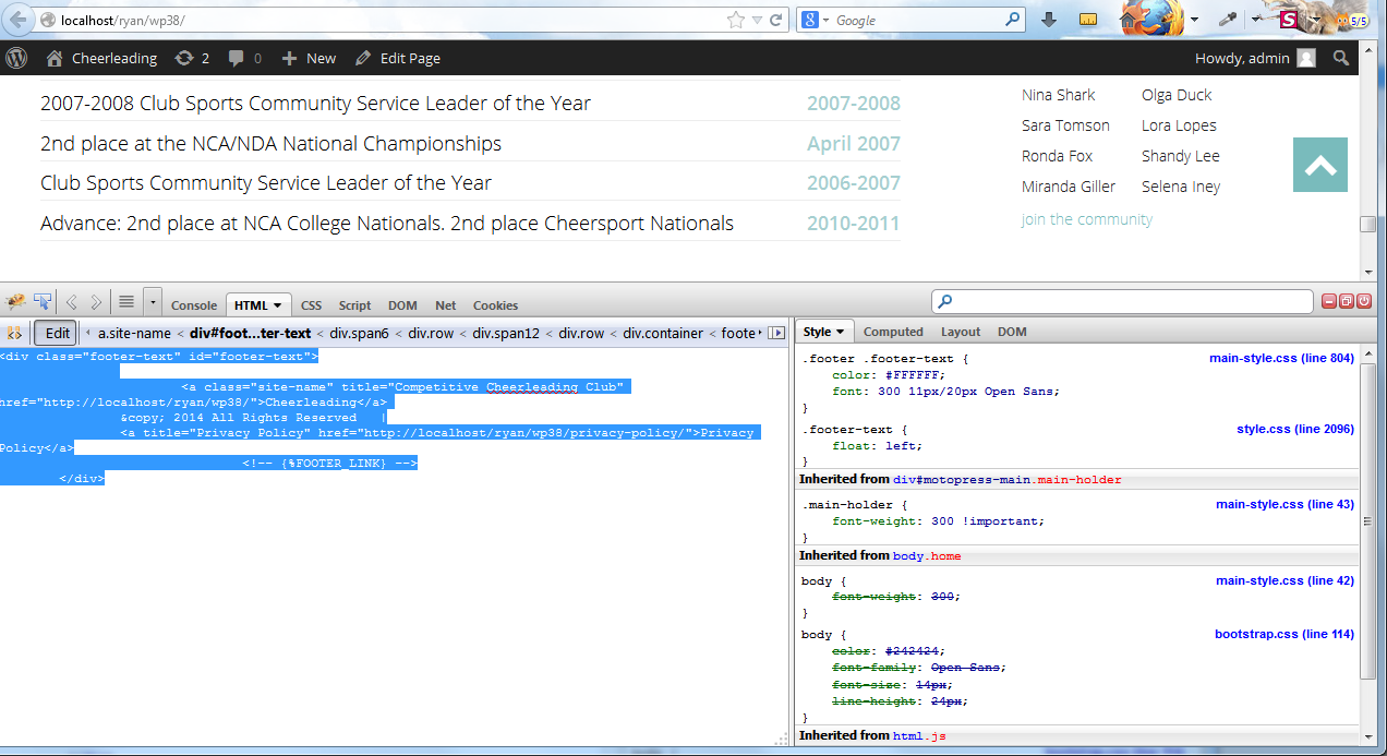 WordPress. How to edit footer copyright message - Template Monster Help