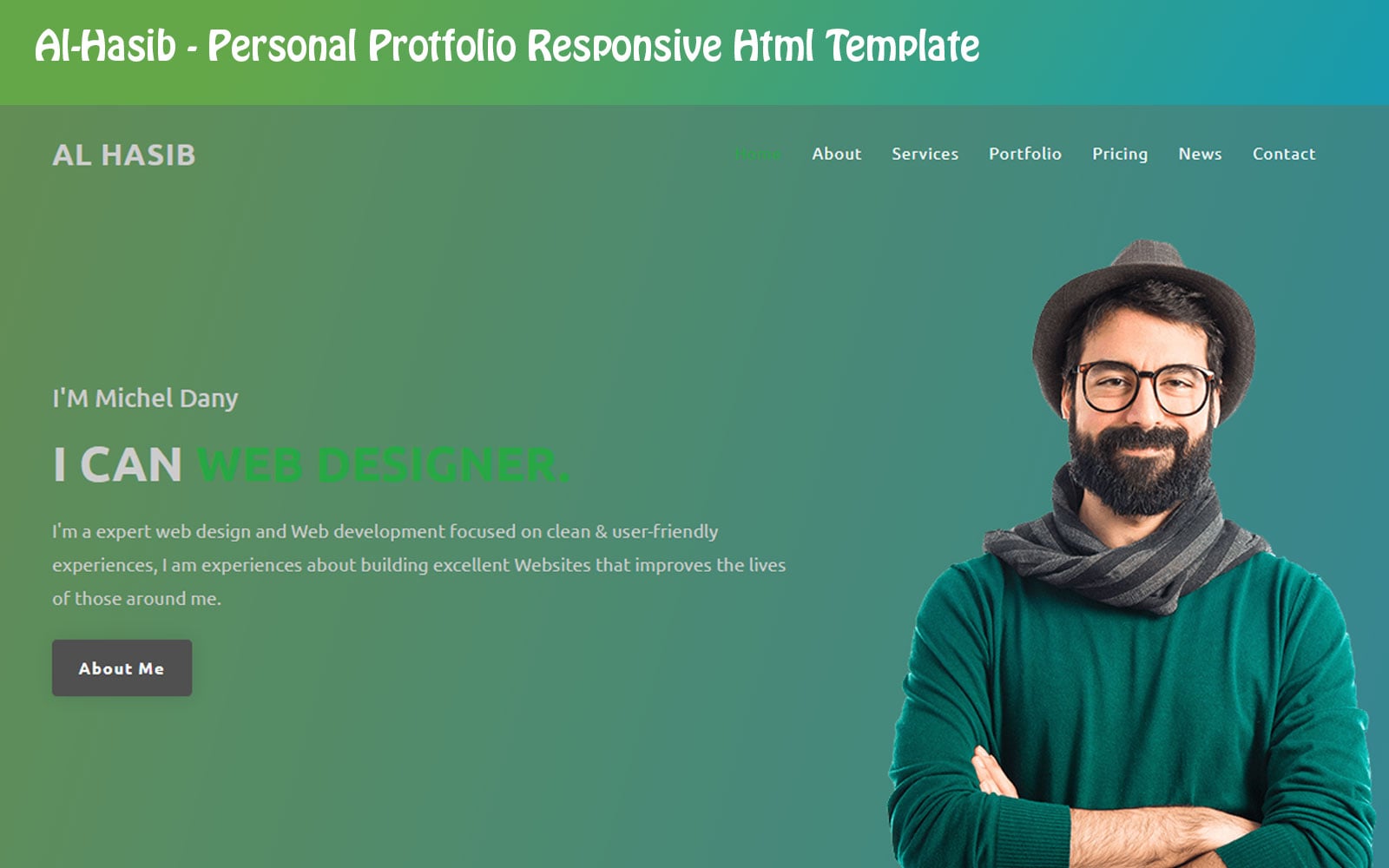 Personal Portfolio Landing Page Template - Hasib - Лендинг шаблон ...