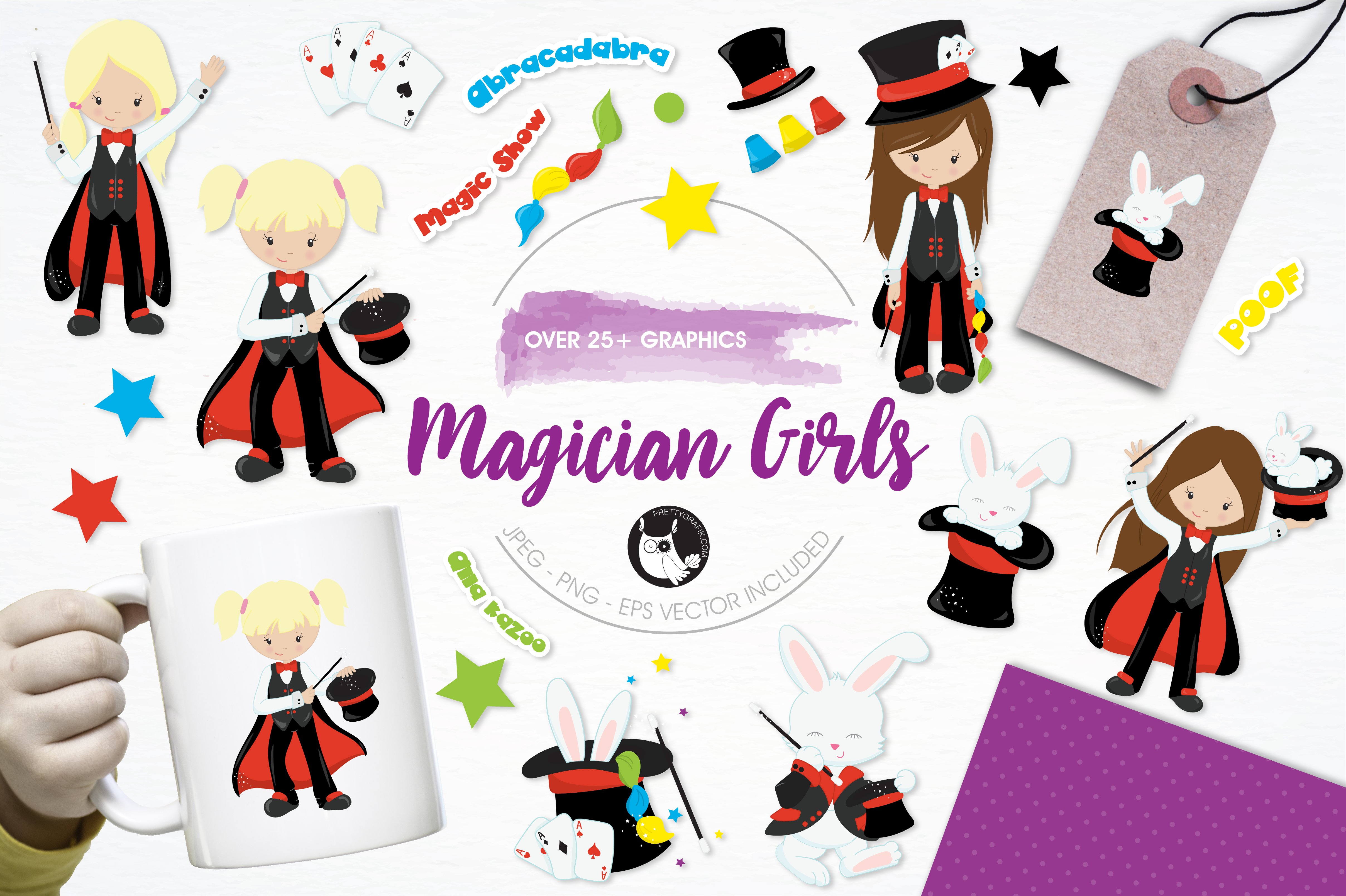 Download Magician Girls Illustration Pack - Vector Image - Vector на ...