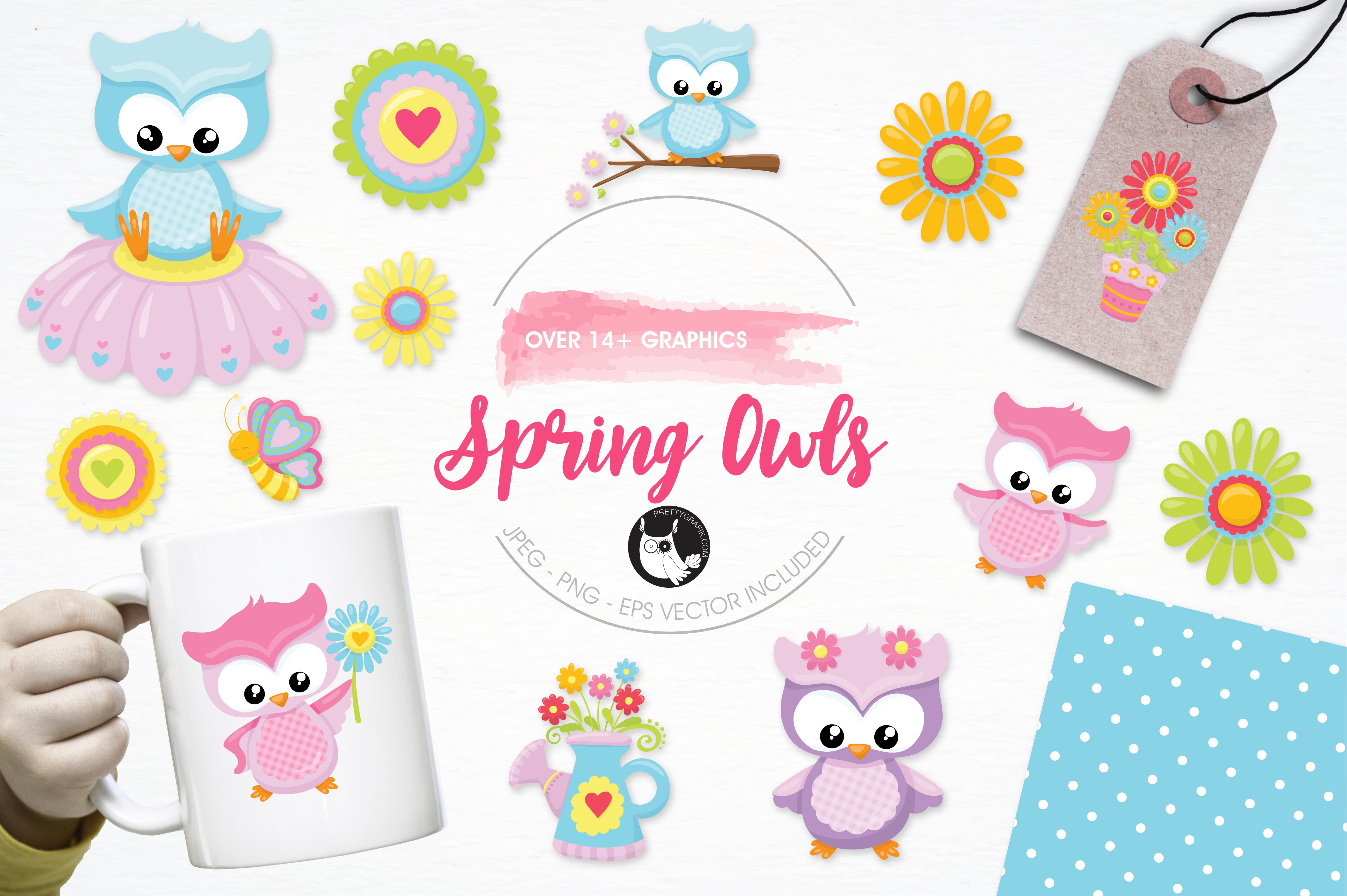 Download Spring Owls Illustration Pack - Vector Image - Vector на тему ...