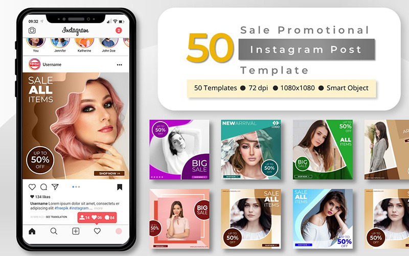 50 Instagram Promotional Post Template for Social Media