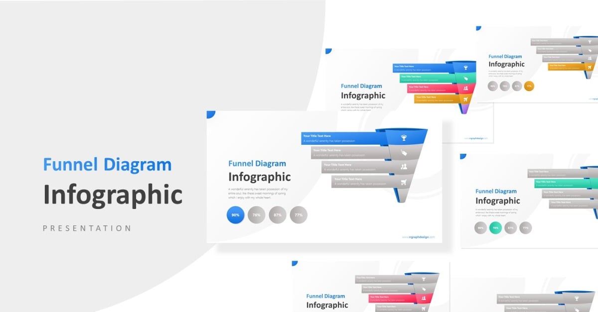 3D Funnel Diagram with Icons Infographic Presentation PowerPoint template
