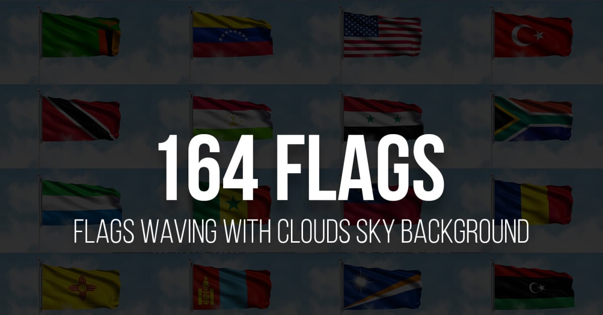 Flags Waving with Clouds Sky Background - TemplateMonster