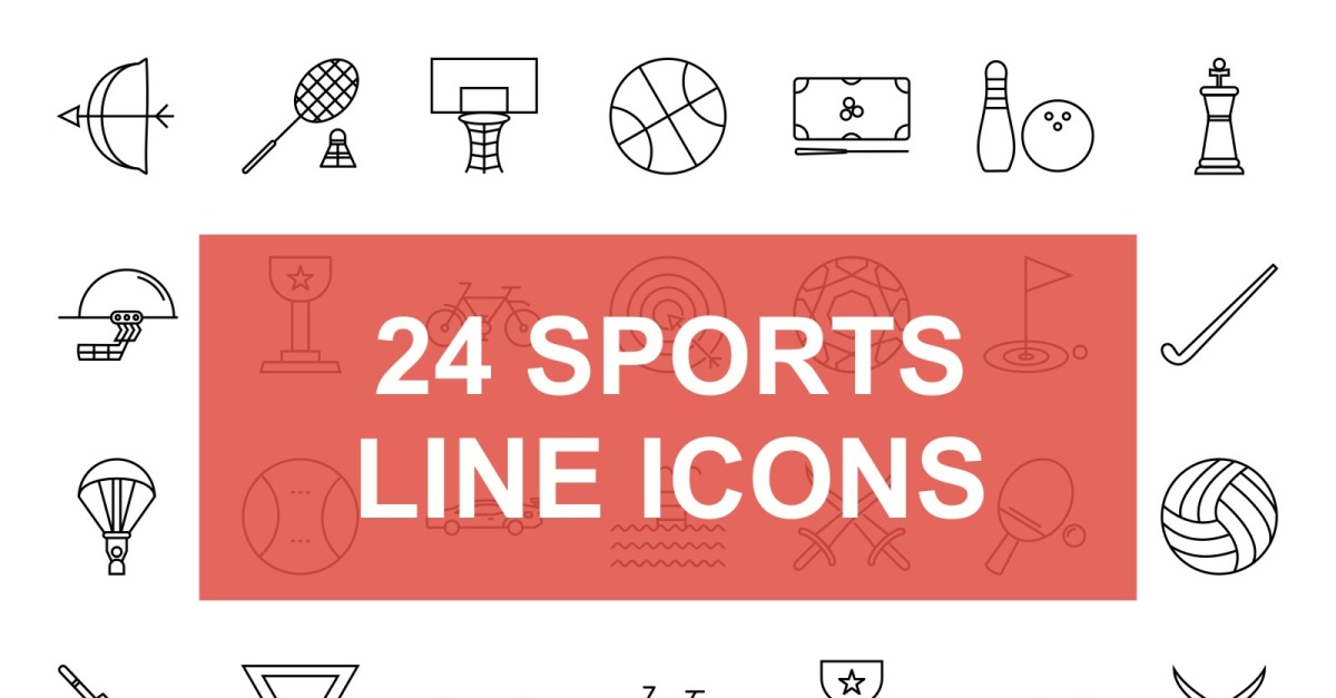 24 Sports Line Black Icon Set #101694 - TemplateMonster