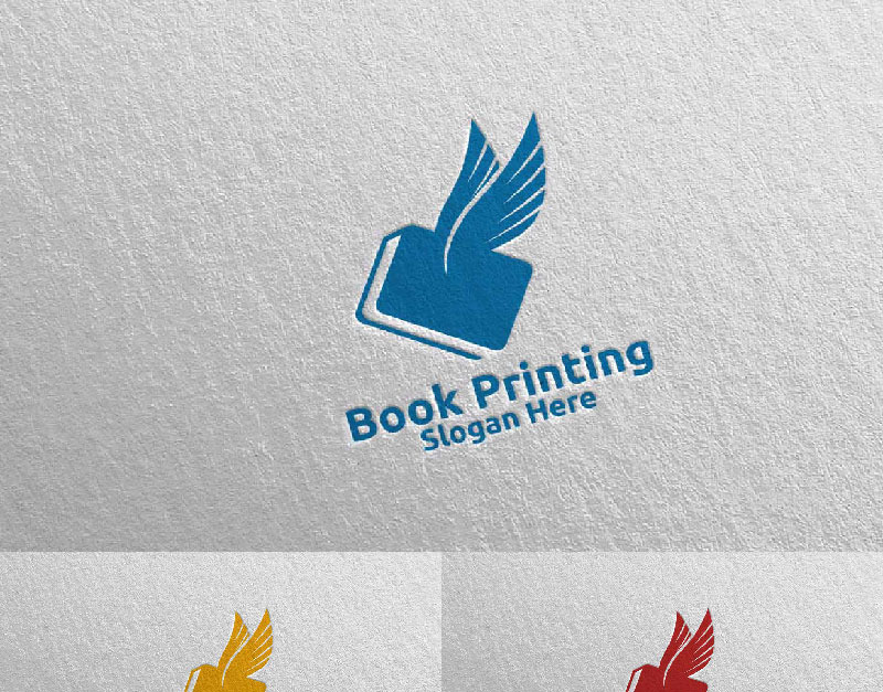 Flying Fast Book Printing Company Vector Logo Template