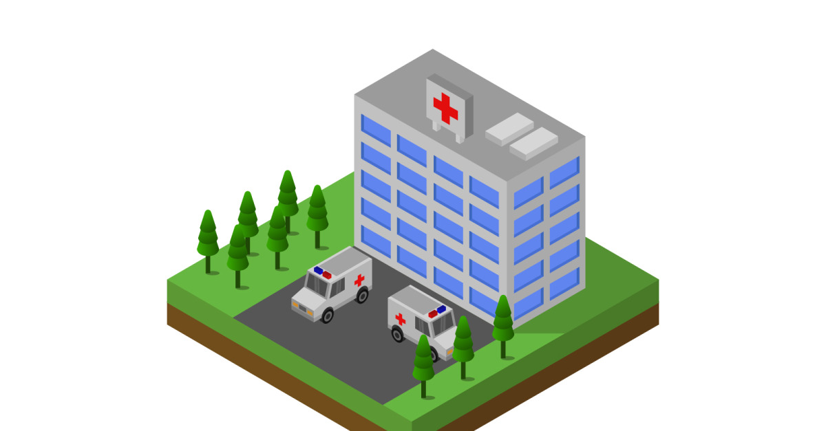 Colorful Isometric Hospital - Vector Image - TemplateMonster