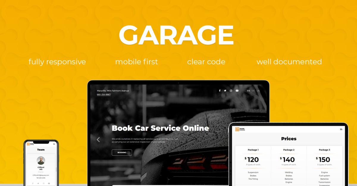 Garage Landing Page Template #102491 - TemplateMonster