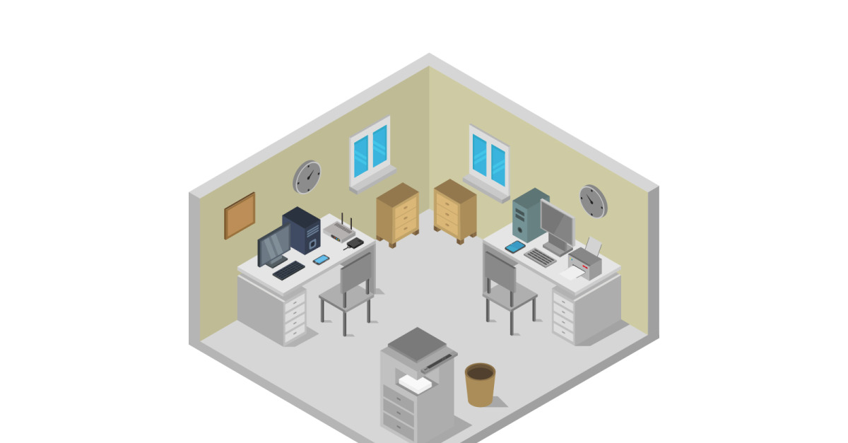 Isometric Office Room - Vector Image - TemplateMonster