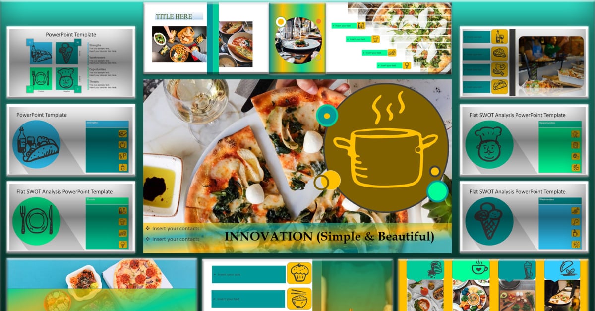 Modelo de PowerPoint de restaurante de comida criativa