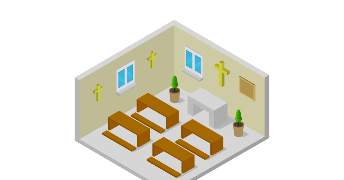 Isometric church room - Vector Image - TemplateMonster