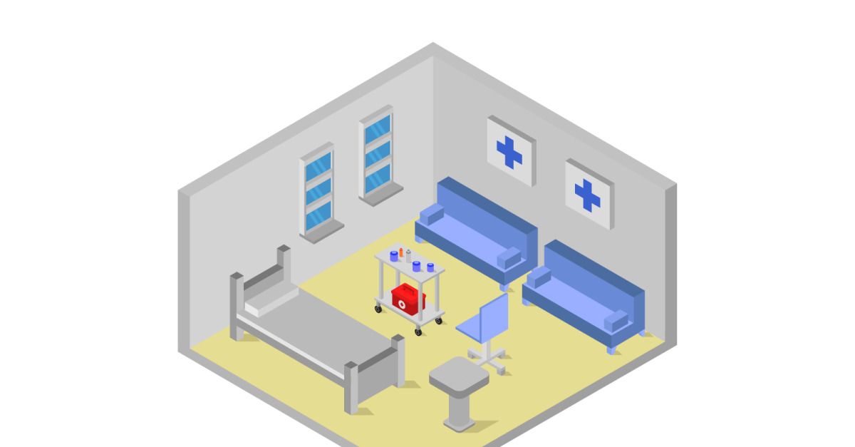 Isometric hospital room - Vector Image - TemplateMonster