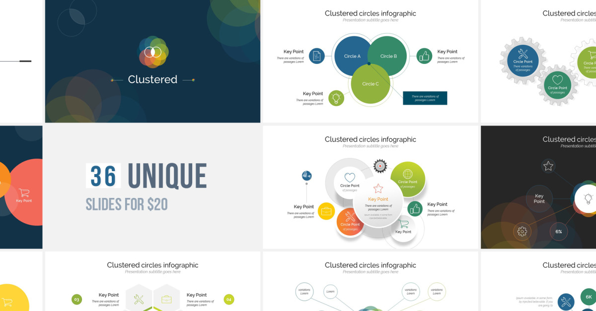 Clustered Info graphic PowerPoint template - TemplateMonster
