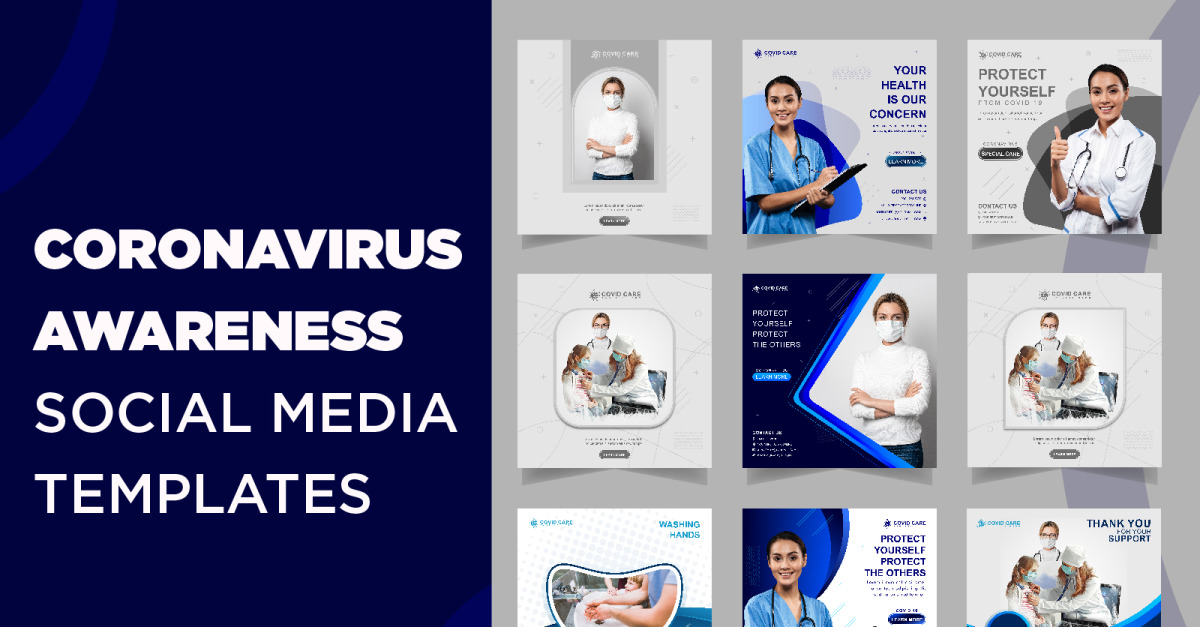Coronavirus Awarness Banner Templates for Social Media