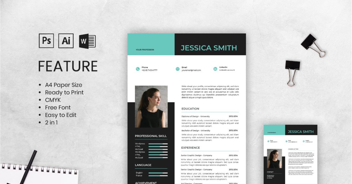 CV Jessica Smith Resume Template #104349 - TemplateMonster