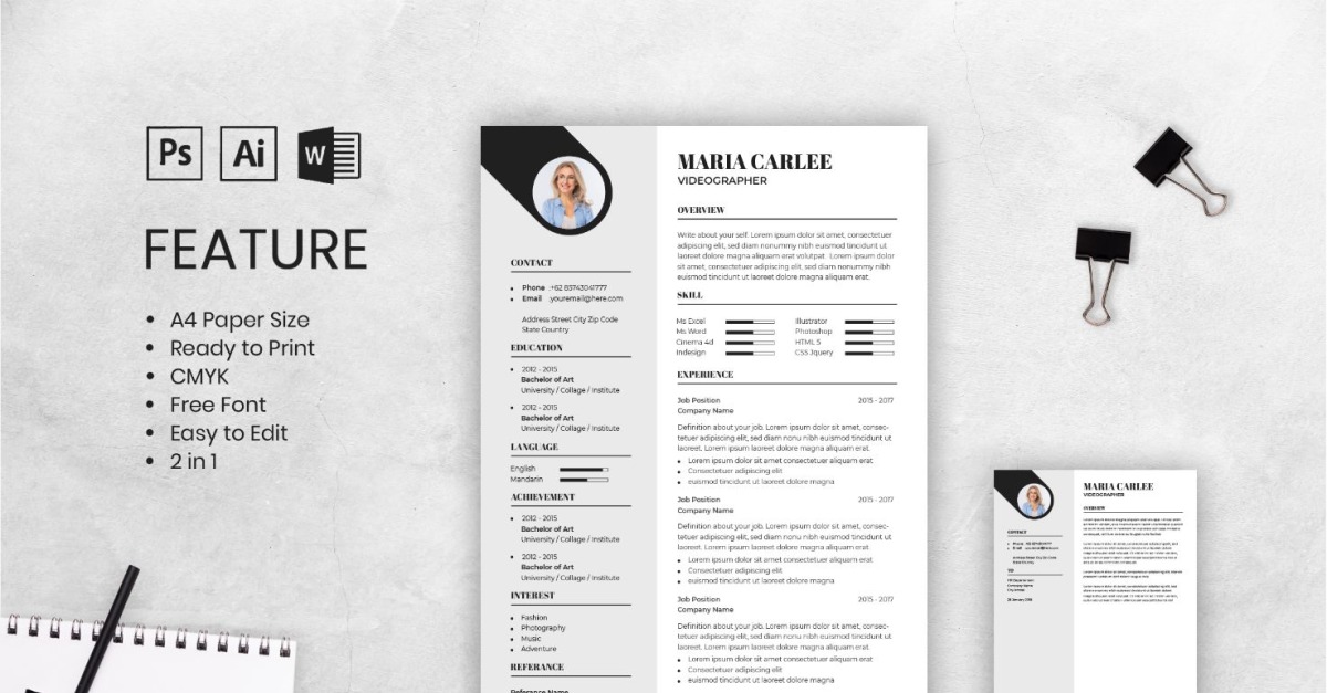 CV Maria Carlee Resume Template #104375 - TemplateMonster