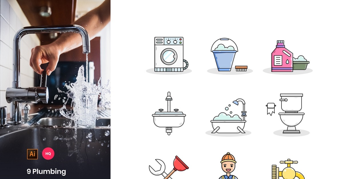9 Plumbing Pack - Illustration #104881 - TemplateMonster