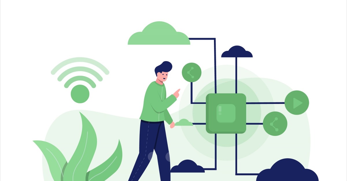 IoT Internet of Things Concept Flat Illustration - Vector Image