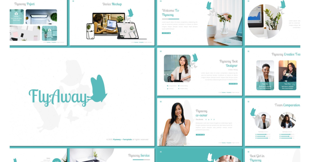Flyaway PowerPoint template #106129 - TemplateMonster