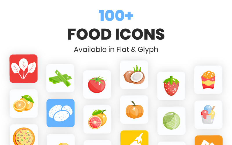 100+ Food Icon Set #107052 - TemplateMonster