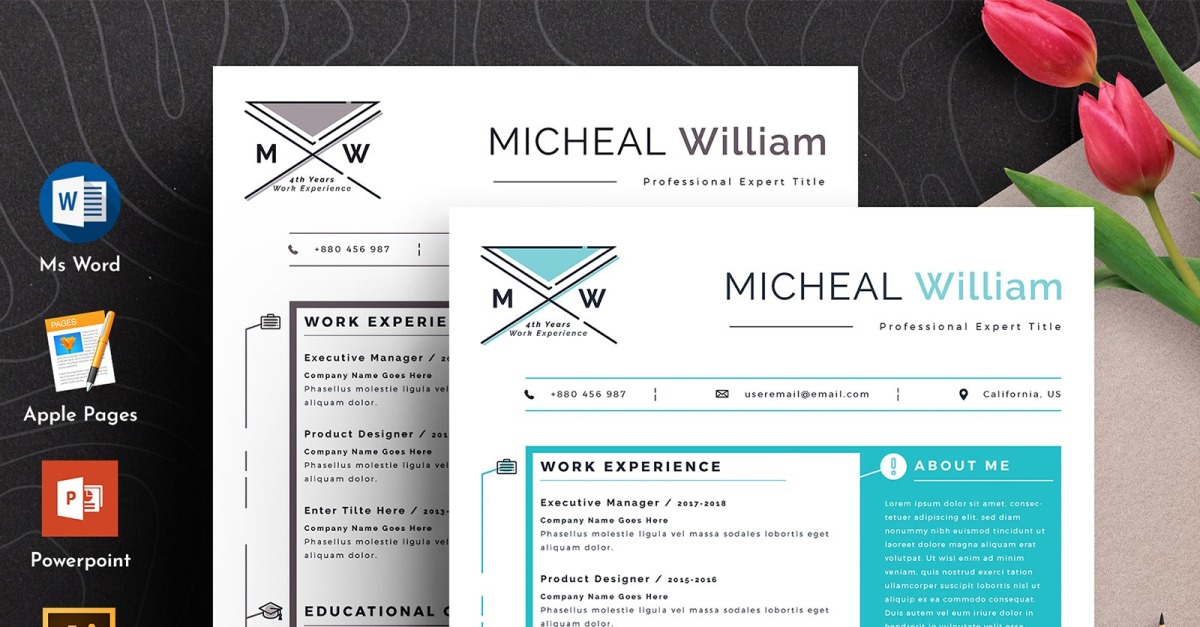 Creative & Modern Editable Word Apple Pages Cv Resume Template