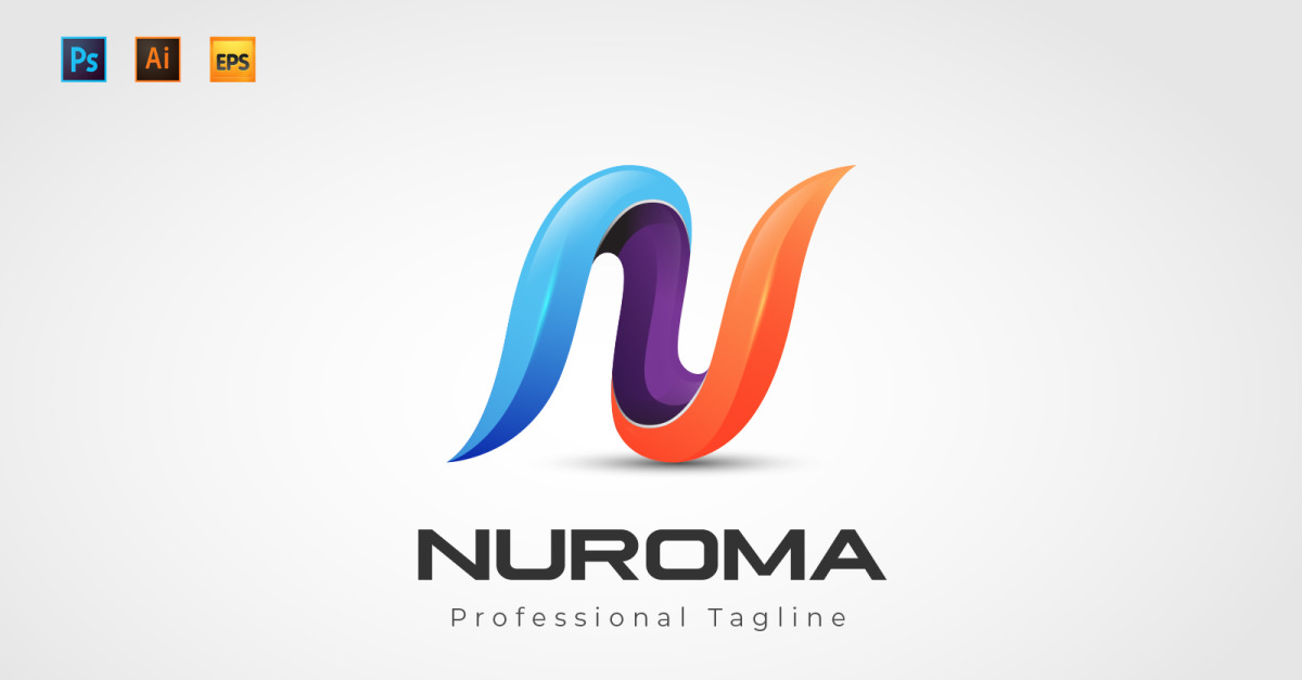 Creative 3d style colorful letter n Logo Template