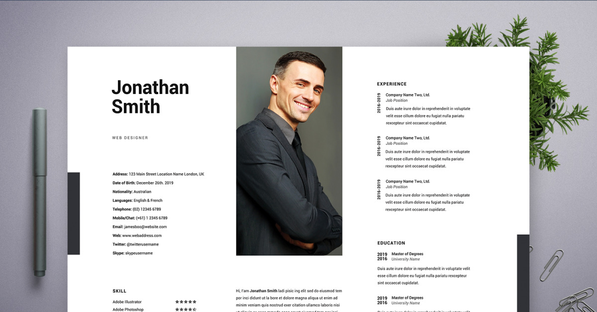 Jonathan Smith | Web Designer Resume Template