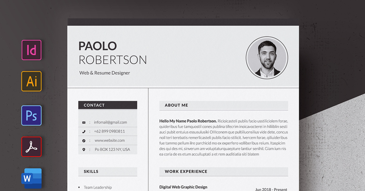 Modello di curriculum Premium Mono CV - TemplateMonster