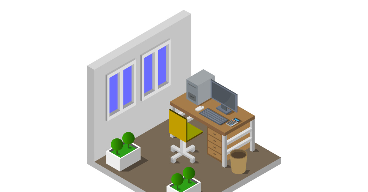 Isometric Office Room - Vector Image - TemplateMonster