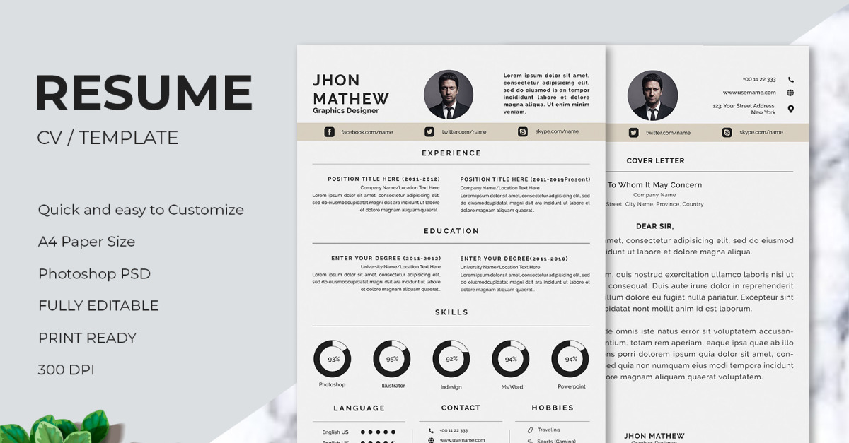 Modern Professional Curriculum Resume Template