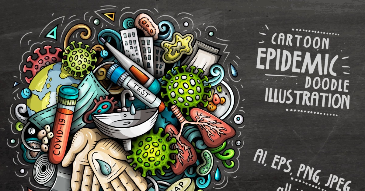 Cartoon Doodle Epidemic - Illustration - TemplateMonster