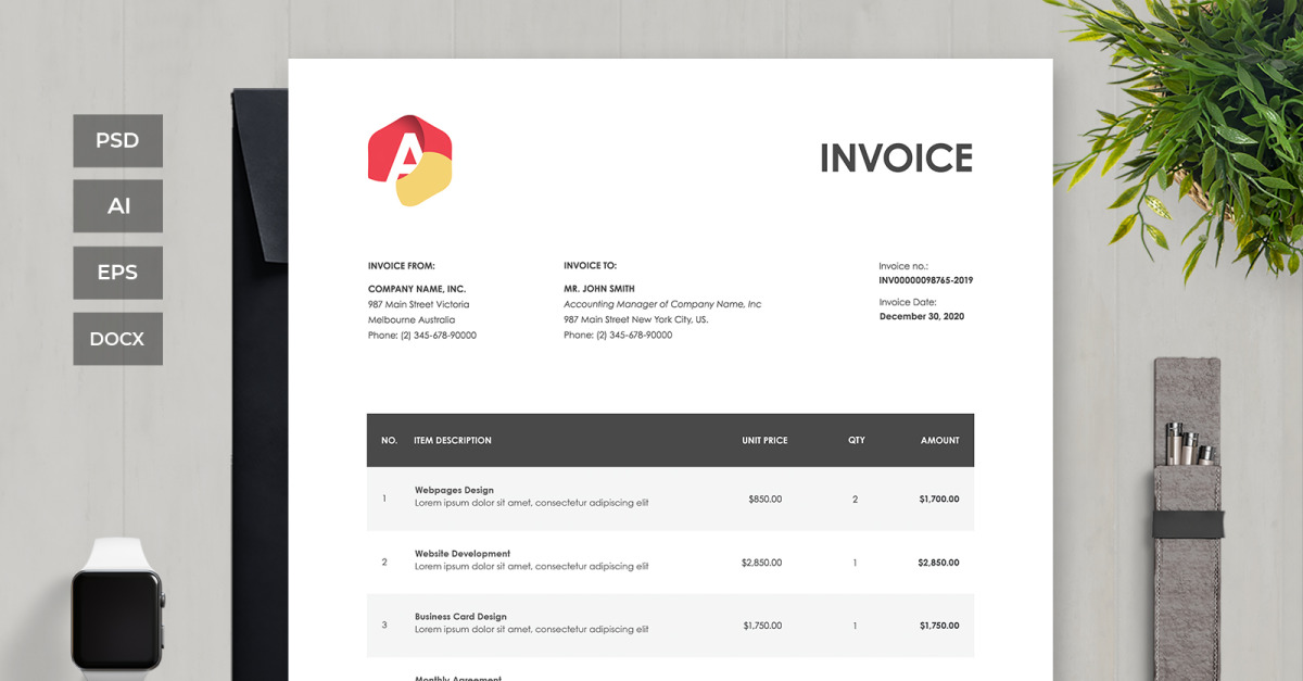 Professional and Clean Invoice - Corporate Identity Template