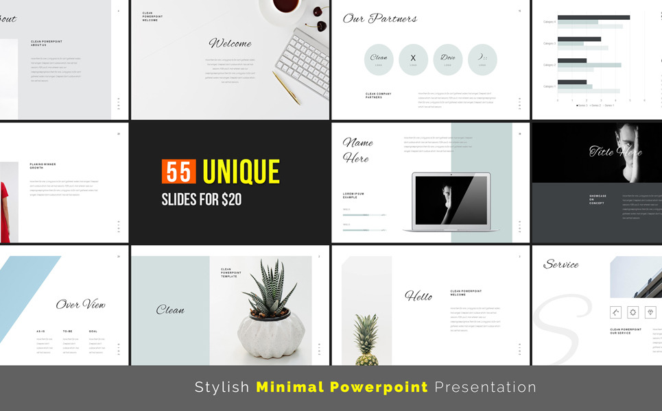 Snygg Minimal PowerPoint-mall #110953 - TemplateMonster