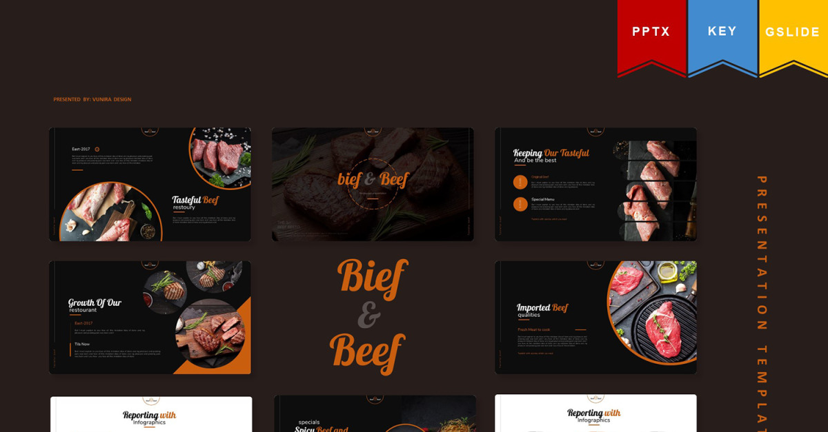 Bief Ve Sığır Eti | PowerPoint şablonu - TemplateMonster