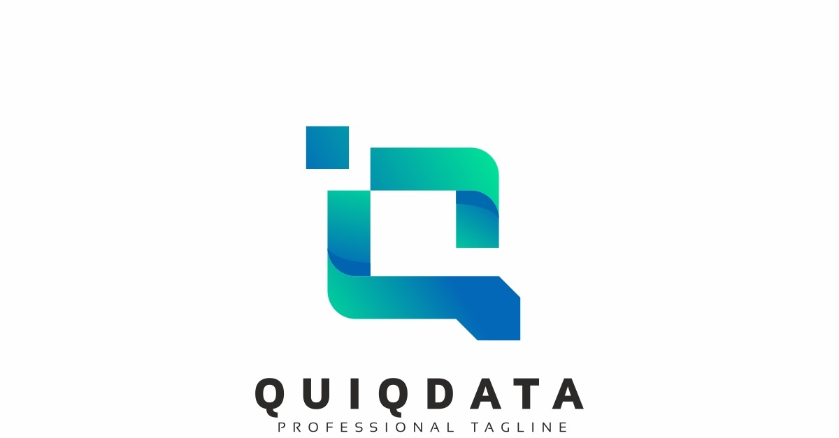 Modèle de logo de lettre Q Quiq Data - TemplateMonster