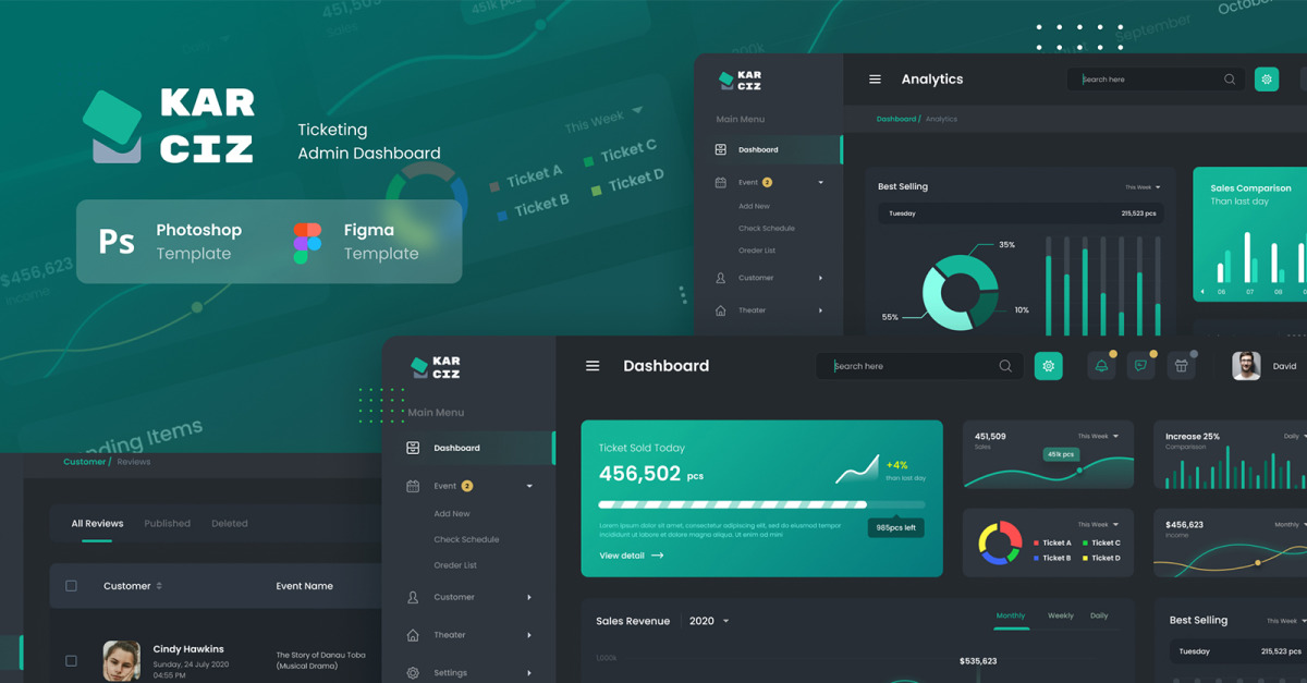 Event Ticketing Admin Dashboard UI Elements - TemplateMonster