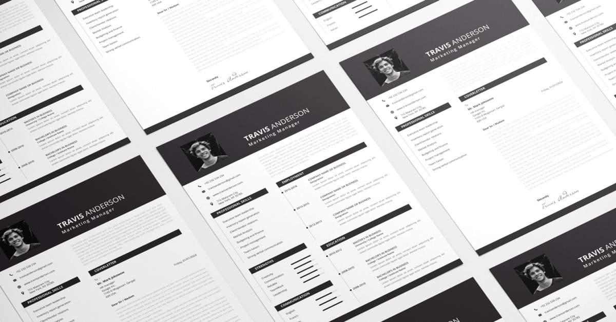 Travis Modern CV Resume Template #112521 - TemplateMonster