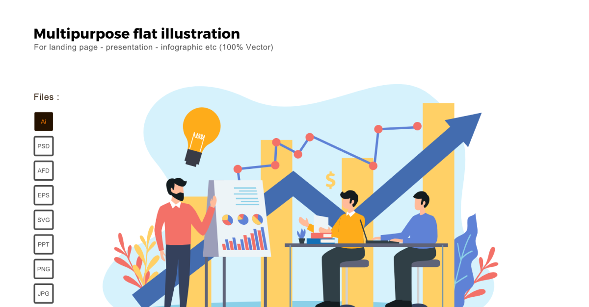 Multipurpose Flat Illustration Business Presentation - Vector Image
