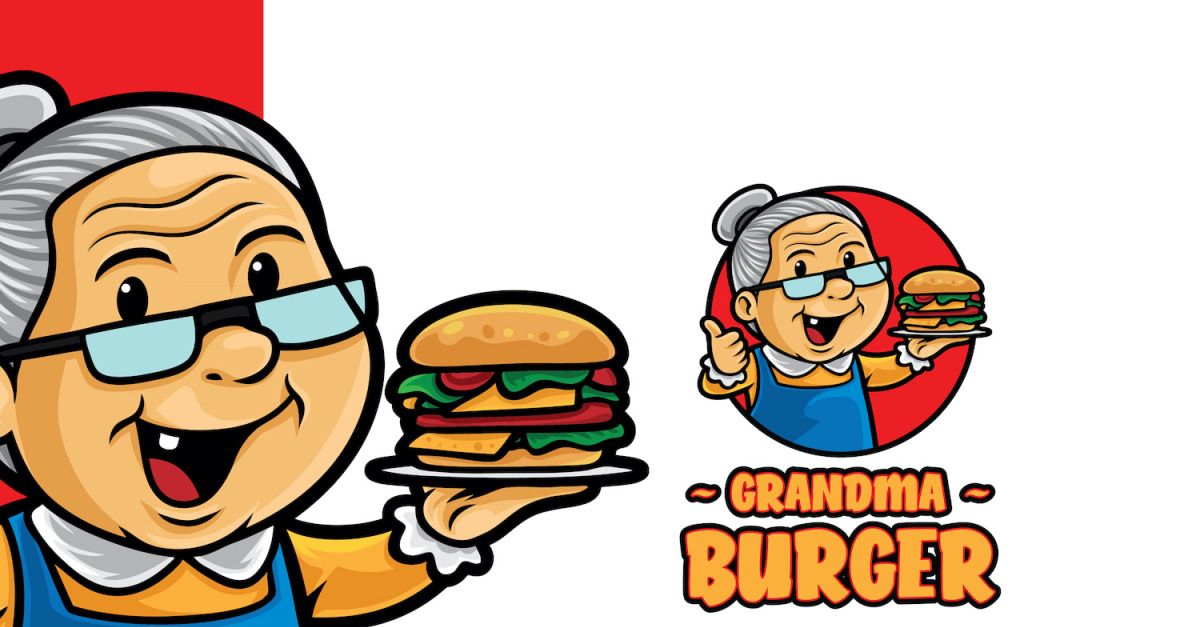 Grandma Burger Mascot Logo Template #113158 - TemplateMonster