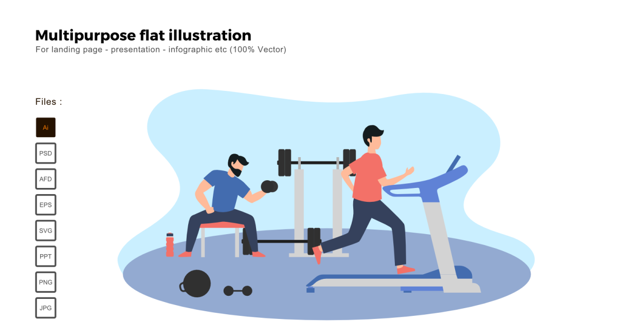 Multipurpose Flat Illustration Fitness - Vector Image