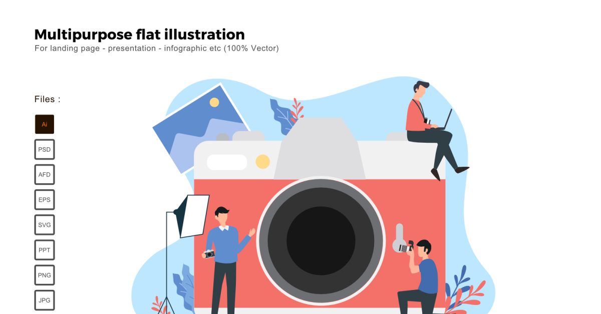Multipurpose Flat Illustration Photographer - Vector Image