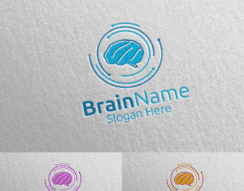 Brain Technology with Think Idea Concept 32 Logo Template