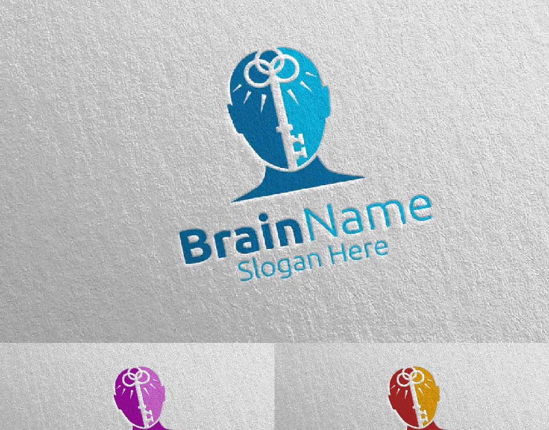 Key Brain with Think Idea Concept 28 Logo Template