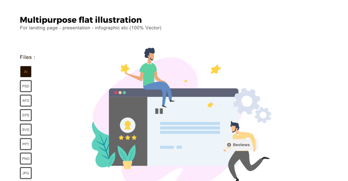 Multipurpose Flat Illustration Review Pages - Vector Image