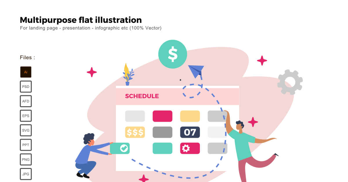 Multipurpose Flat Illustration Schedule Company - Vector Image