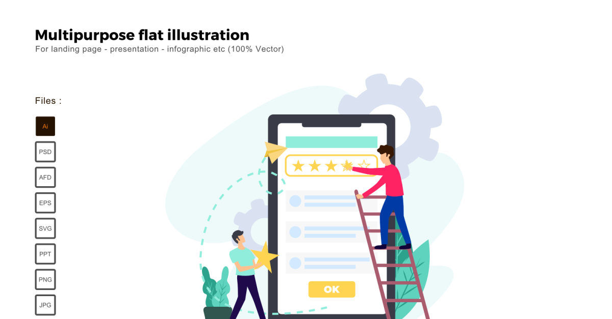 Multipurpose Flat Illustration User Interface - Vector Image