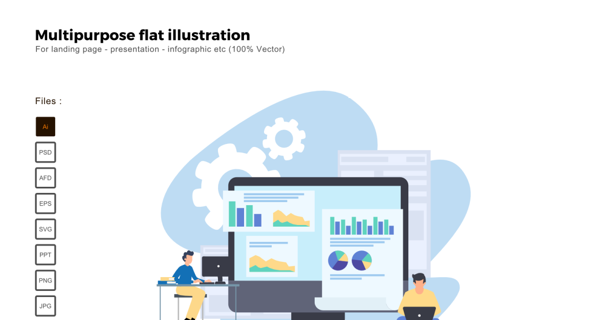 Multipurpose Flat Illustration Works - Vector Image