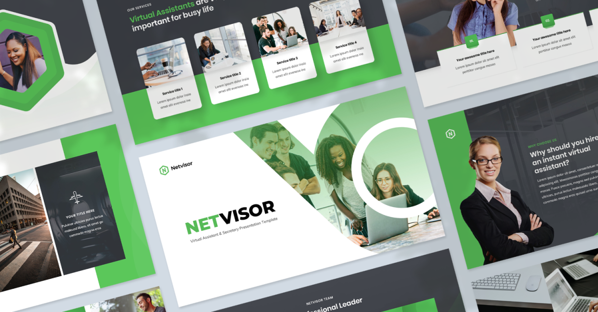 Plantilla de PowerPoint de presentación de asistente virtual y secretaria