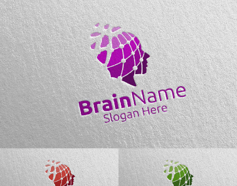 Human Brain with Think Idea Concept 60 Logo Template