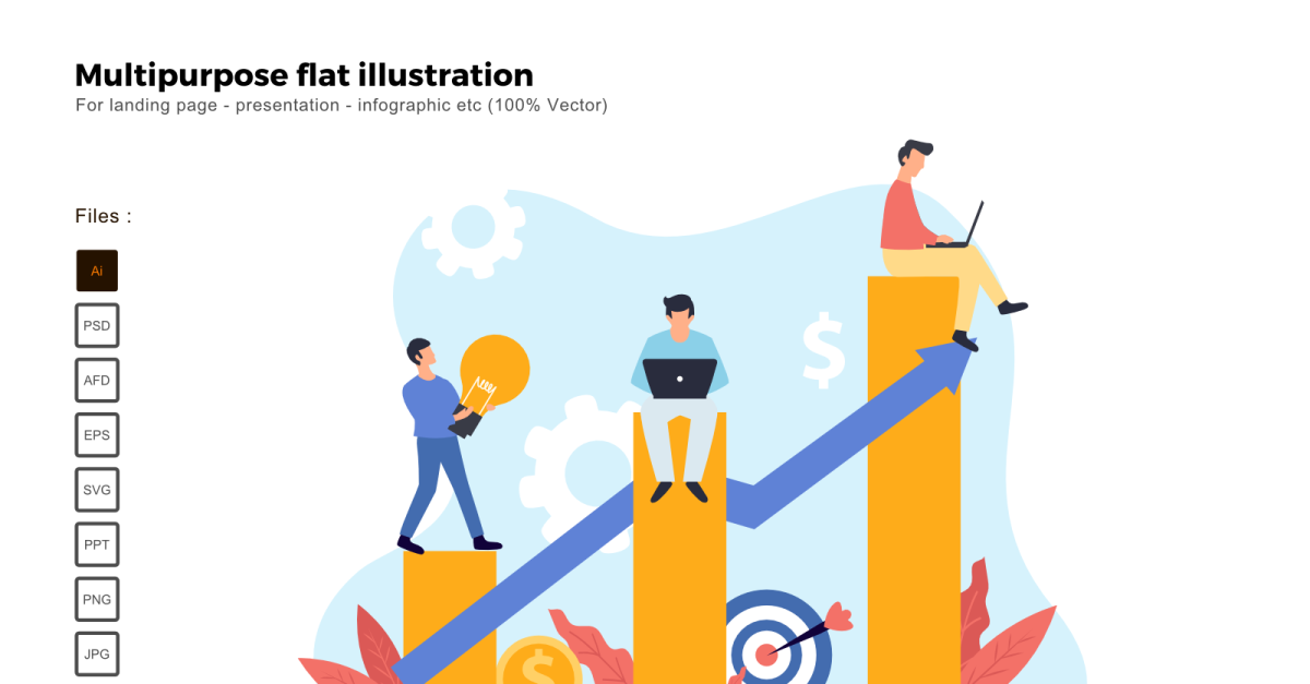 Multipurpose Flat Illustration Business Teamwork - Vector Image